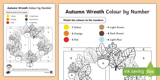FREE! - Autumn Wreath Colour by Number (teacher made)