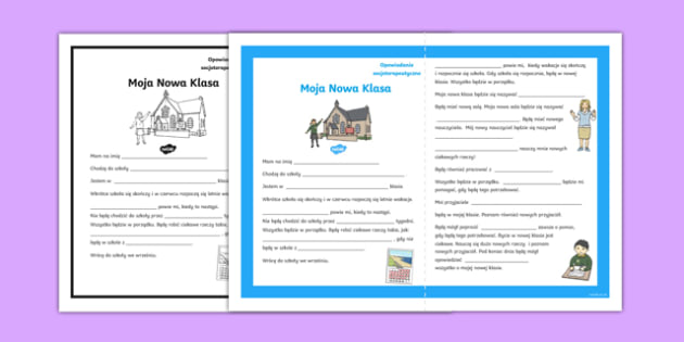 Opowiadanie socjoterapeutyczne Moja nowa klasa po polsku