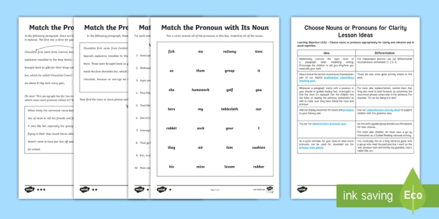 Choose Nouns Pronouns for Clarity Lesson Ideas and Resource Pack
