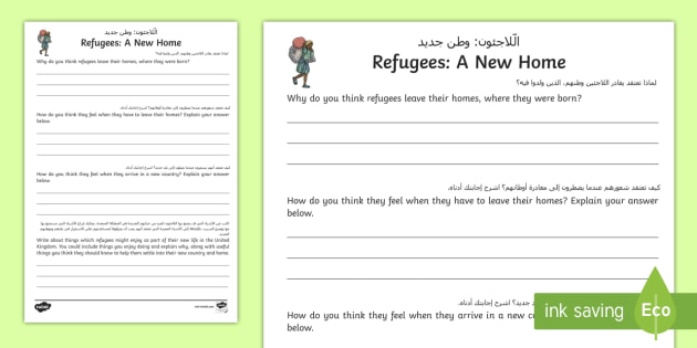 Refugees: A New Home Activity Activity - Arabic/English - Refugees: A New
