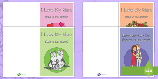 Happy Mother's Day Mommies Greetings Cards English/Spanish