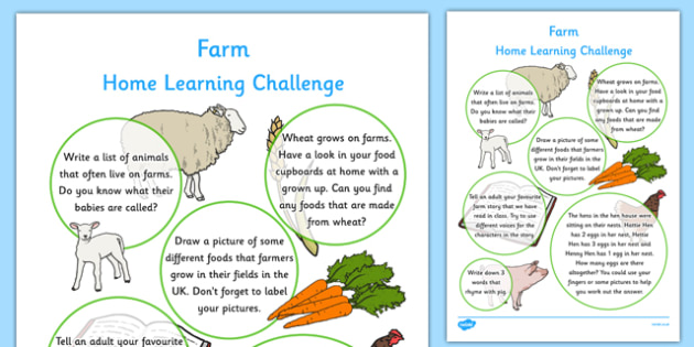Farm Home Learning Challenges Reception FS2