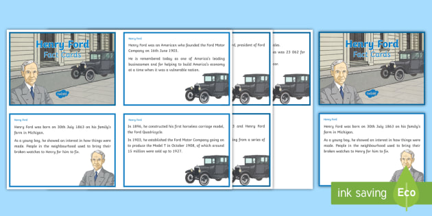 Henry Ford Fact Cards - World Around Us KS2 - Northern Ireland, Ford,