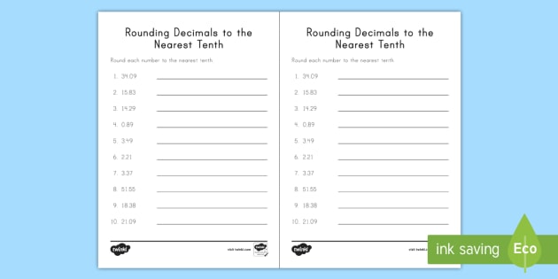 Rounding Decimals to the Nearest Tenth Worksheet / Activity