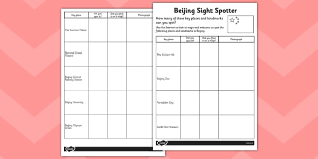 Beijing Sight Spotter Worksheet / Worksheet (teacher made)