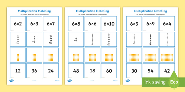 6 Times Table Multiplication Matching Puzzle - times table, multiplication