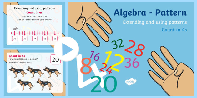 Extending and using patterns - Count in 4s KS1 PowerPoint