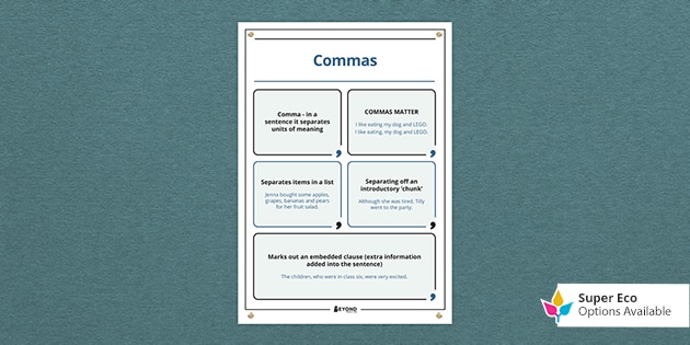 Commas Display Poster (teacher made)