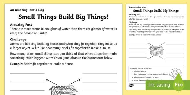 Small Things Build Big Things Worksheet / Worksheet