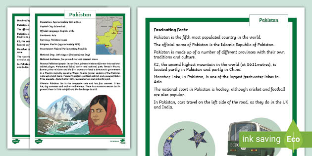 Pakistan News | Twinkl Pakistan Fact File Resources