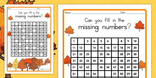 Autumn Pirates Missing Numbers Number Square (teacher made)