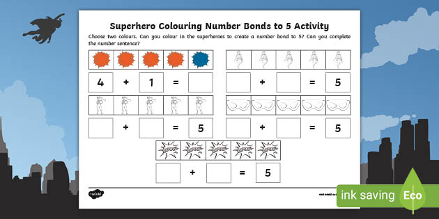 👉 Superhero Colouring Number Bonds to 5 Activity