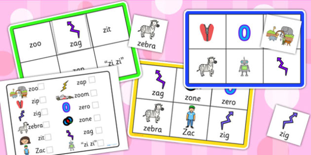 Initial z Sound Bingo and Lotto Game