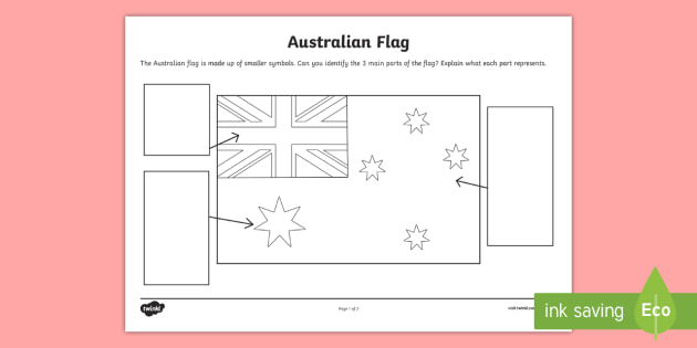 Australian Flag Worksheet / Activity Sheet - Examine, discuss