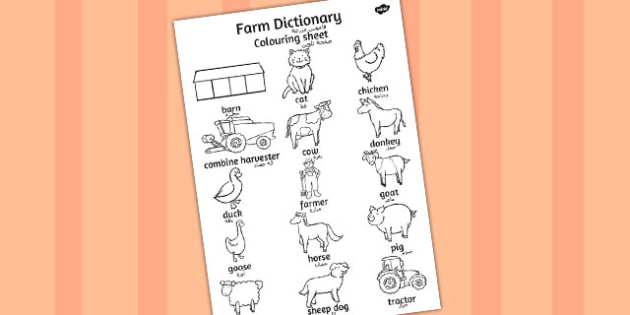 ورقة تلوين قاموس زراعي إنجليزي عربي