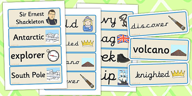 Ernest Shackleton Word Cards - ernest, shackleton, word cards