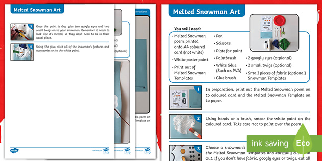 Melted Snowman Art (teacher made)