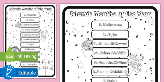 Islamic Months Colouring Page (creat de profesori)