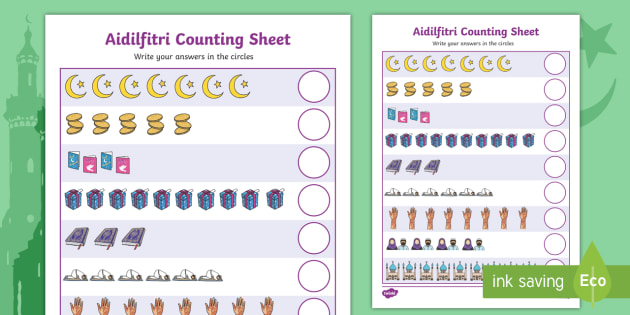 Aidilfitri Counting Worksheet / Worksheet (teacher made)