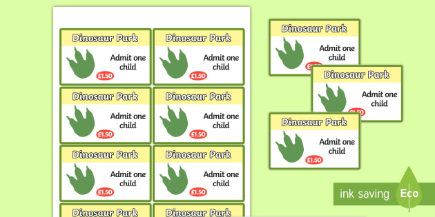 Dinosaur Park Role Play Tickets (teacher made)