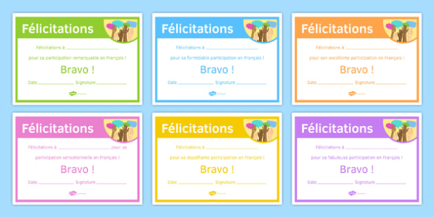 French End of Year Contribution Award Certificate-French