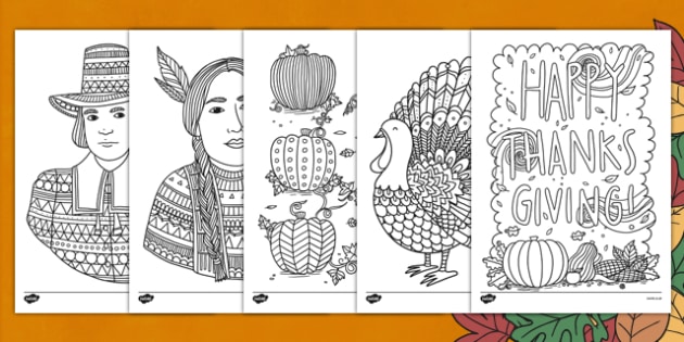 Adult Colouring Mindfulness Thanksgiving Themed Sheets