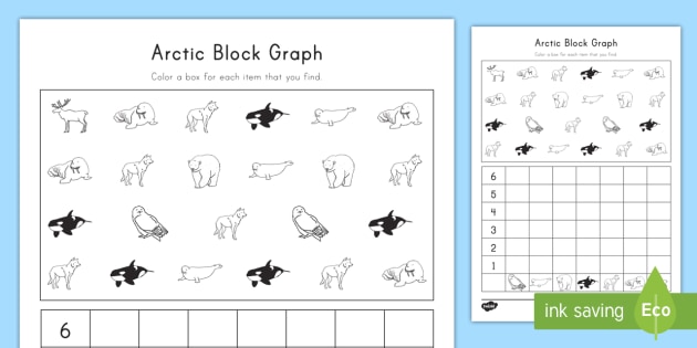 Arctic Block Graph Worksheet / Activity Sheet - arctic, animals, graphing