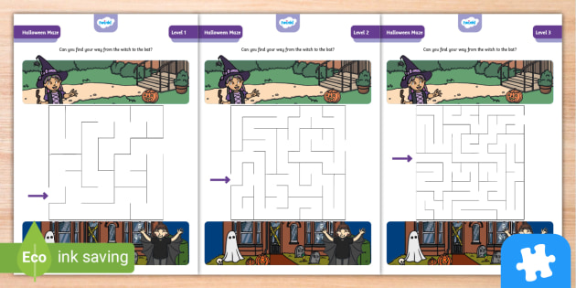 Fun Halloween Maze Puzzle Pack - AL - Twinkl Puzzled - Kids