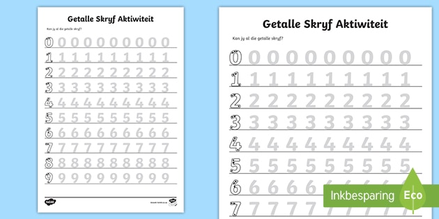 Getalle Skryf Aktiwiteit (teacher made)