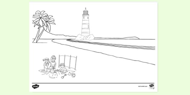 FREE! - Beach Summer Coloring Page (teacher made)