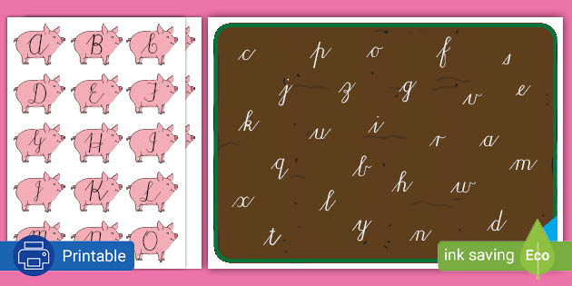 Pigs in Mud Cursive Matching Game | Cursive Writing Alphabet