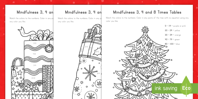 Christmas Multiplication Table Coloring Activity - multiplication, color