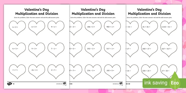 Valentine's Day Multiplication and Division Differentiated Activity