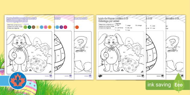 Easter Primary Colour by Calculation Activity French