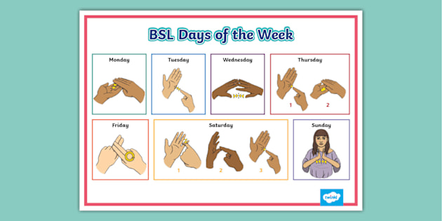 American Sign Language Days Of The Week
