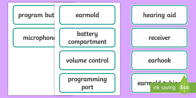 Hearing Aid Word Cards