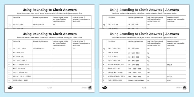 Using Rounding to Check Answers (teacher made) - Twinkl