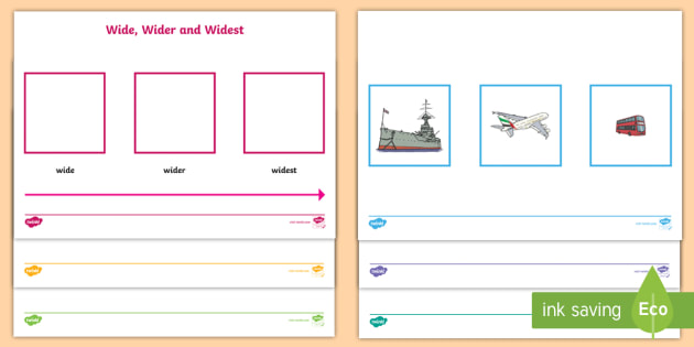 Wide, Wider, Widest Worksheet / Worksheet - size, maths, numeracy