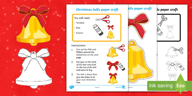 FREE! - Christmas Bells Paper Craft Activity - Primary - Twinkl