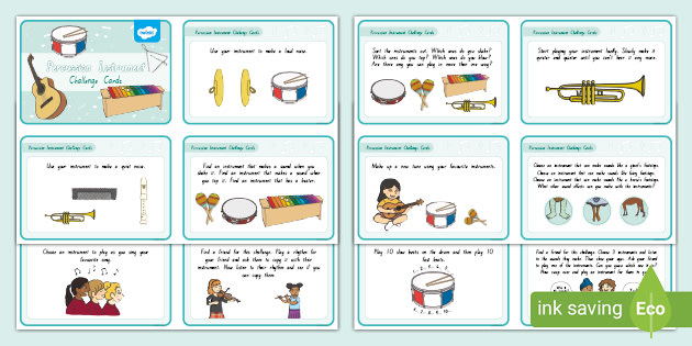 Percussion Instrument Challenge Cards - Primary Resources