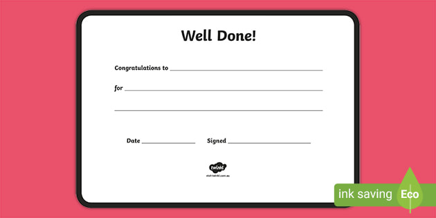 Blank Class Award Certificate (teacher made)