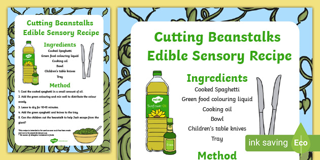 Cutting Beanstalks Edible Sensory Recipe (teacher made)