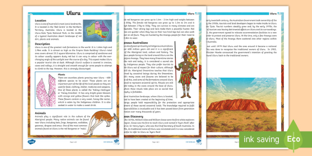 Uluru Upper Primary Fact File (teacher made)
