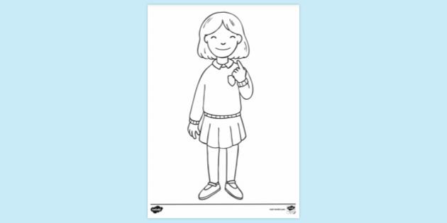 Student Pointing at Themselves Colouring Sheets