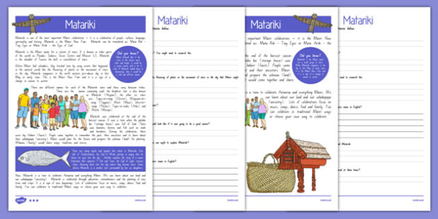 Matariki Reading Comprehension Activity