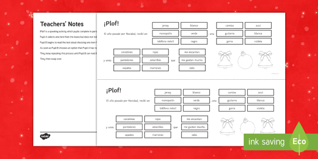 Christmas Presents Speaking Worksheet / Worksheet Spanish
