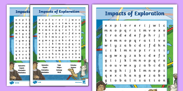 Crash Course Podcast Impacts of Exploration Word Search