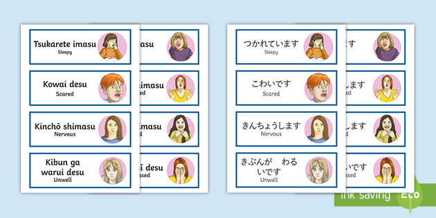 My Feelings and Emotions Word Cards Japanese (teacher made)