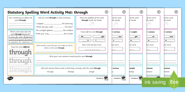 Year 3 and 4 Statutory Spelling Words Activity Mat Pack 21