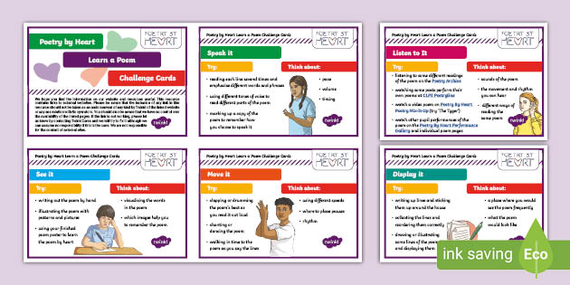 Poetry By Heart Learn a Poem Challenge Cards